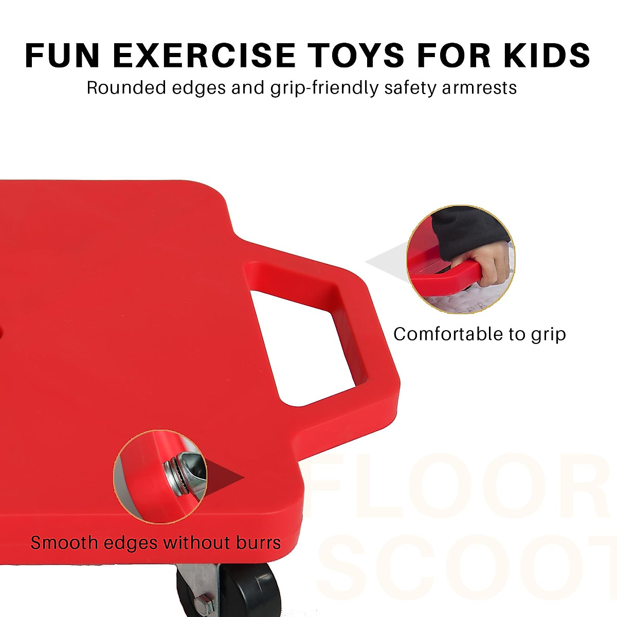 romrex 2 Plastic Scooter Boards with Handles for Kids Sitting and Sports Training, with 1 Ring, 2 Ropes and 4 Beanbags, Indoor and Outdoor Play