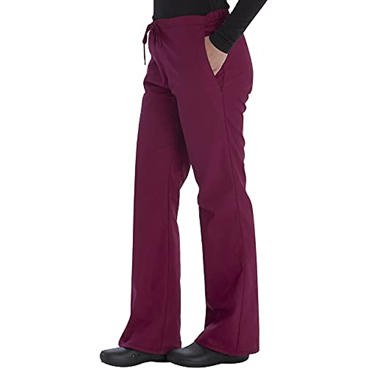 Vital Threads Womens Scrubs Set V-Neck Top & Drawstring Pant, VT513C, S, Wine