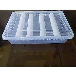 NMII Multipurpose Plastic Storage Box with 4 Adjustable Rods l Storing Box For Bangles, Chuda, Kada, Watches, Scrunchies I (Transparent_Big_4-Rod)