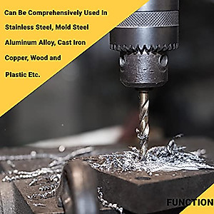 XLCMSY Cobalt Drill Bit Set, M35 HSS Straight Shank Twist Drill Heat Resistant Metal Drill Bits for Hard Metal, Stainless Steel, Hardened Steel, Cast Iron and Wood, 1/16"-1/4" (13 Pcs)