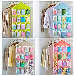 Hanging Storage Bag for Closets, Portable 16 Pockets Home Hanging Organizer for Socks/Bras/Underwear, Behind The Door Hanging Organizer Storage Closet Hanging Bag Shoe Rack (Blue)