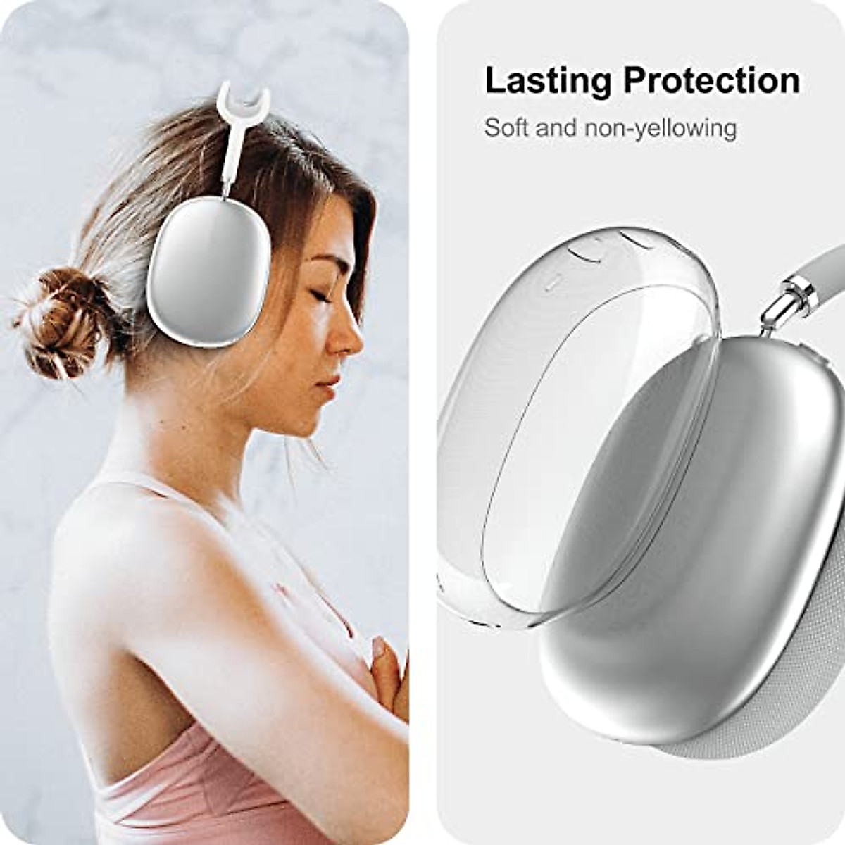 Case Cover for AirPods Max Headphones, MOLOPPO Clear Soft TPU Skin Anti-Scratch, Transparent Accessories Ultra Protective Cover for Apple AirPods Max,Clear