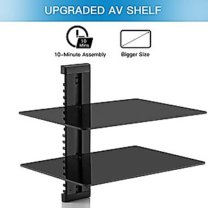 PERLESMITH Floating Wall Mounted Shelf Double AV Shelf & PERLESMITH Full Motion TV Wall Mount for 26-60 Inch TVs