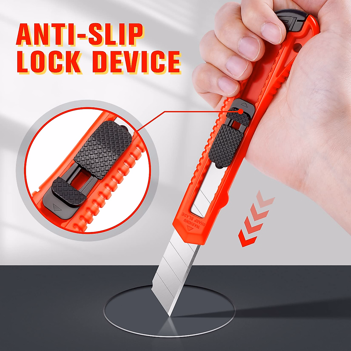 DIYSELF 4 Pack Box Cutter, Box Cutter Retractable, with 10 Pcs 9mm Snap off Blades, Utility Knife for Carton, Cardboard, Paper Knife, Box Cutter for Office, Warehouse, Small Box Opener, Razor Knife