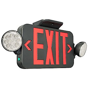 Carpenter Lighting Black LED Exit Sign Emergency Light Combo with Red Letters