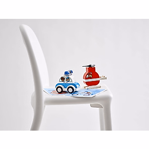 LEGO DUPLO My First Fire Helicopter and Police Car 10957 Rescue Vehicles; Police Car and Helicopter Learning Toy, New 2021 (14 Pieces)