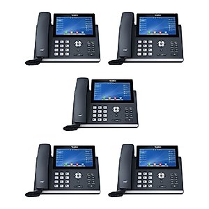 Yealink SIP-T48U IP Phone [5 Pack] 7-Inch Color Touch Screen Display, 16 Lines. Dual USB Ports, Dual-Port Gigabit Ethernet, PoE, Power Adapter Not Included (SIP-T48U)
