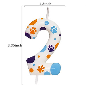 ElekFX Blue Dog Paw Themed Birthday Candles, Number 2 Blue Dog Birthday Party Supplies, 2.76 inch Cake Topper Decorations, Birthday Decorations for Kids (Number 2)