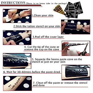 Koogel 18 Sheets Henna Tattoo Stencil Kit, 97 PCS Temporary Glitter Airbrush Flower Tattoo Stencils for Women and Girls Arabian Realistic Tattoo Stickers for Face Paint Body Art