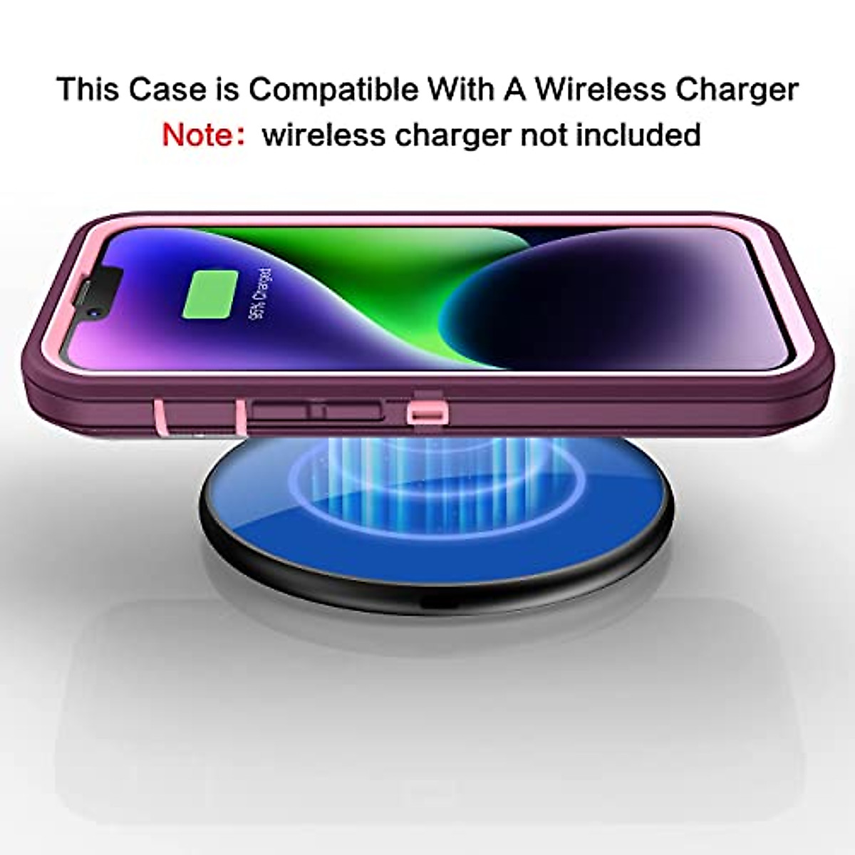 MXX Case for iPhone 13, with Tempered Glass Screen Protector,Camera Lens Protector 3-Layer Full Heavy Duty Body Bumper Cover Shockproof Protection Dustproof, for iPhone 13 6.1" (Plum/Light Pink)