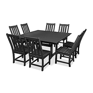 Polywood Vineyard 9-Piece Farmhouse Dining Set (Black)