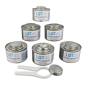 Lot45 Buffet Food Warmers for Parties, 6-Pack - 6 Hour Chafing Dish Fuel Cans - Catering Food Warmers Buffet Heating Food Warmer Party Canned Heat Burner with Bonus Lid Openers