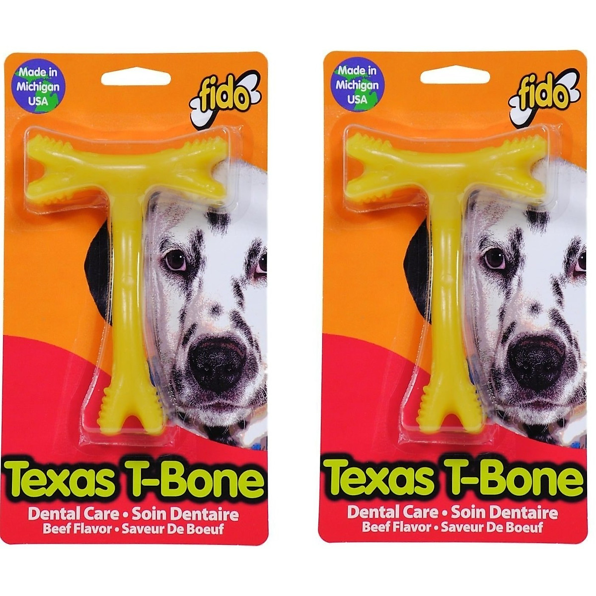 (2 Pack) Fido Texas T-Bone Dental Dog Bone, Beef Flavored, Medium 5-1/2"