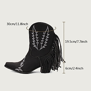 women boots cowgirl vintage fringed western cowboy solid slip on outdoor chunky heel booties shoes low heel side zipper brown cowgirl boots for women chelsea boots