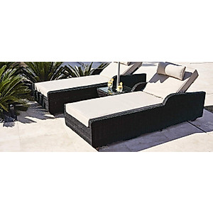 Direct Wicker 4 Pieces Aluminum Frame Outdoor Patio Chaise Lounge with Wheel PE Wicker Adjustable Chaise Lounge Chairs Chair Set for Garden Patio Pool-Black Rattan with Rain Cover (4 Pieces)