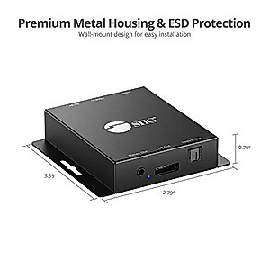 SIIG HDMI to DisplayPort Converter Adapter, One-Way HDMI 2.0 Source to DP 1.2 Display,4K60 & 1080p144Hz,HDCP 2.2,EDID,Audio Extract to Toslink/3.5mm,TAA Compliant,ESD Protection CE-H26A11-S1