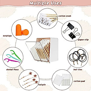 2 Pcs Cotton Ball Holder Canisters for Cotton Swabs Floss Dispenser Container Box with 2 Compartments Bathroom Storage Cotton Pads Organizer with Clear Lid for Cotton Round Makeup, White