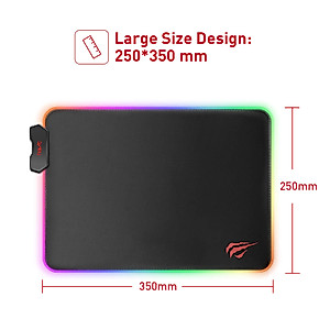 havit RGB Gaming Mouse Pad Soft Non-Slip Rubber Base Mouse Mat for Laptop Computer PC Games (13.8 X 9.8 X 0.16 inches, Black)
