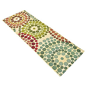 Unique Loom Outdoor Modern Collection Area Rug - Spark (2' x 6' 1" Runner, Beige/ Burgundy)