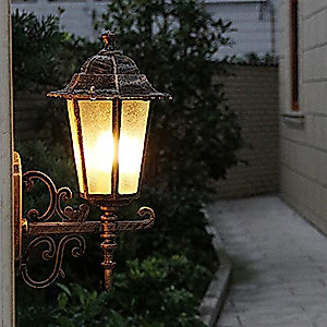 European Wall Light Outdoor Wall Light Waterproof IP54 American Country Hexagon Street Home Garden Balcony Terrace Aluminum Wall Lamp Decoration Courtyard Aisle E27 Glass Wall Lantern