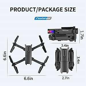 Daul 4K HD FPV Camera Remote Control Foldable Mini Drone - One Key Start Speed Adjustment Intelligent Obstacle Avoidance/Wide Angle FPV Live Video - Headless Mode, Toys for Adults Boys Girls (Black)