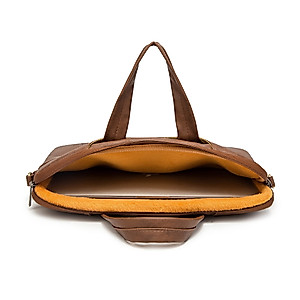 Kinmac 360° Protective Waterproof PU Leather Laptop Shoulder Messenger Sleeve Briefcase case Bag (13 inch-14 inch, Coffee PU)