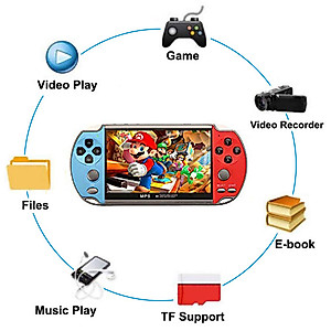 songlan - 4.3-inch X7 Handheld Game Console with More Than 10,000 Games Built in Supports Photos can Play MP3 MP4 e-Book Games Download 8GB Best Gift