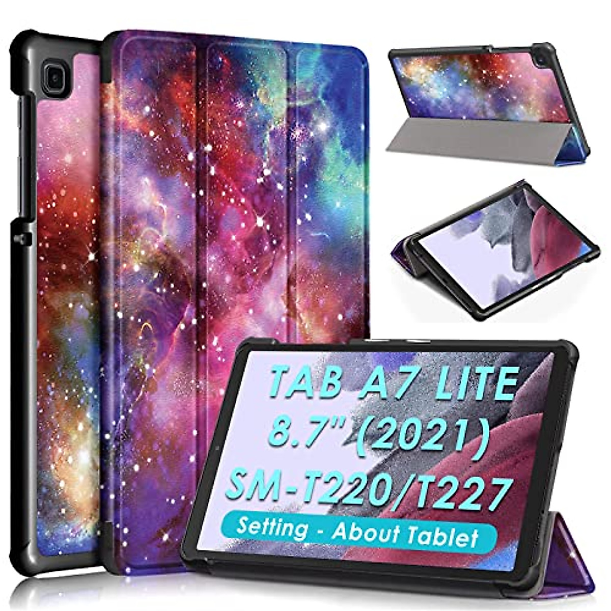 DETUOSI Slim Case for Samsung Galaxy Tab A7 Lite 8.7" 2021 (SM-T220/T225/T227U), Ultra Thin Folio Tri-fold Flip PU Leather Book Cover Multi-Angle Stand + Protective Hard Back Shell + Magnetic Closure