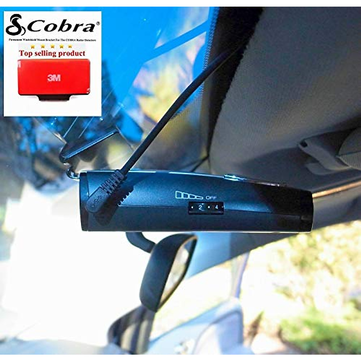 C3M Permanent Windshield Mount for Cobra Radar Detector Most 9-17 Model