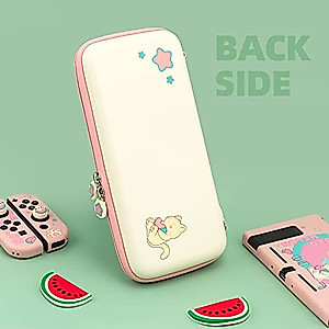 Geekshare Watermelon Cat Carry Case Compatible with Nintendo Switch/Switch OLED - Portable Hardshell Slim Travel Carrying Case fit Switch Console and Accessories