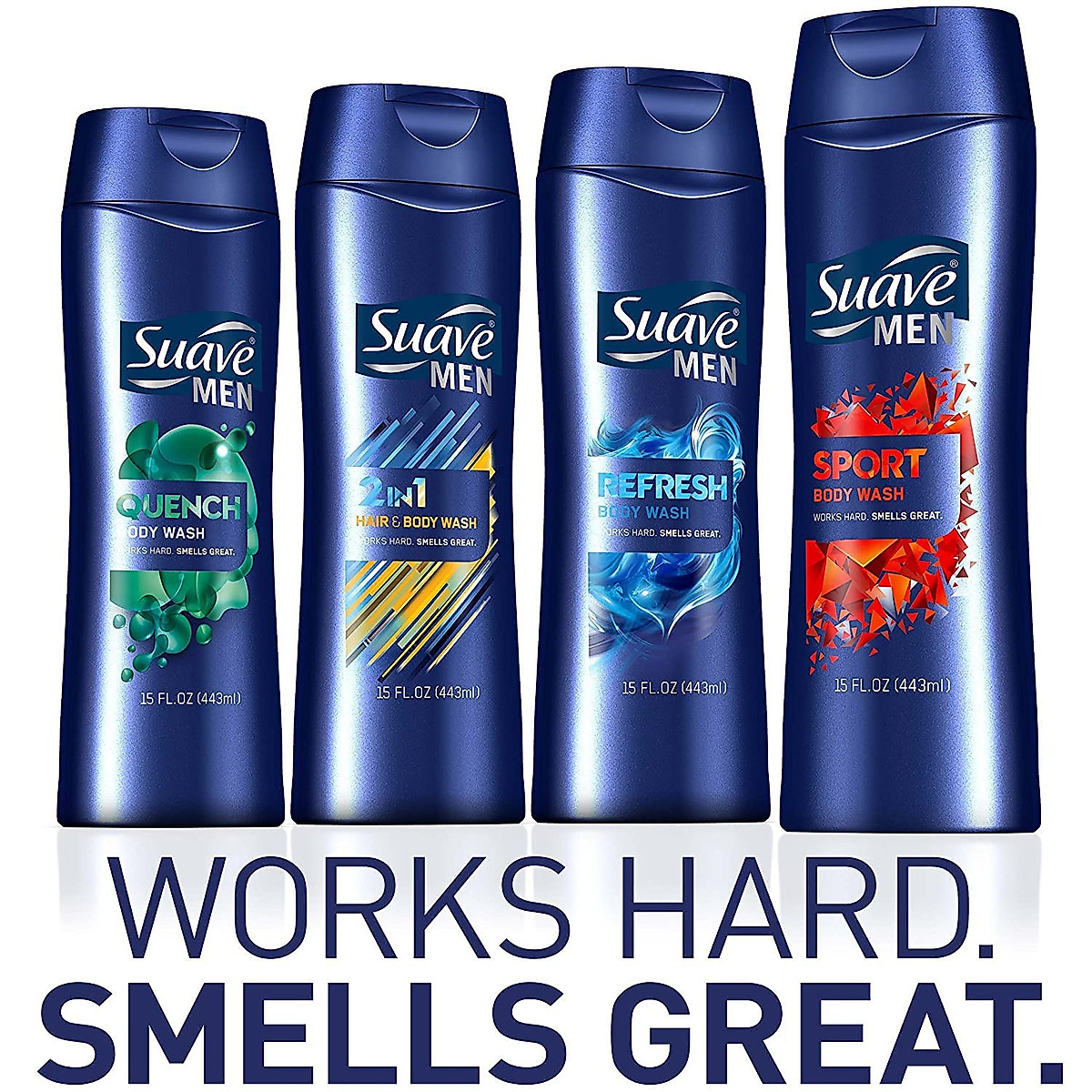 Suave Men Refreshing Classic Masculine Scent Body Wash 15 oz (Pack of 6)