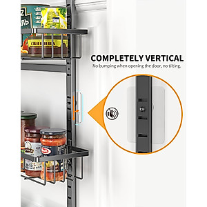 Moforoco 6 Tier Over the Door Food Storage Cabinet Organizer Black Hanging Kitchen Basket Organizer Wall Mounted Spice Rack Rear Cabinet Door Spice Rack Bathroom Home Bedroom Organizer (Black, 6-Tier)