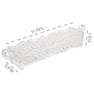 HOME-X Clear Glass Relish or Cracker Tray, Crystal Serving Tray – Set of 2, 11 ¾” L x 2 ½” W x 1 ½” H
