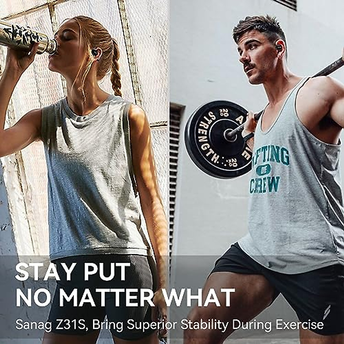 Sanag Open Ear Headphones Wireless Bluetooth 5.3 with Charging Case 56H Playtime,Touch Control Air Conduction Open Ear Earbuds with Earhooks Workout Headphones for Men Women Running,Sports,Driving