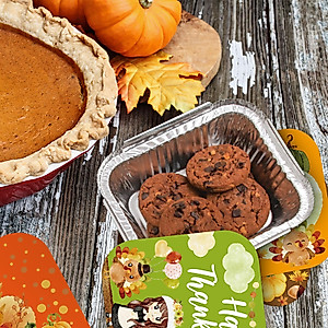 WorldBazaar Thanksgiving Aluminum Food Containers with Lids 36PCS Watercolor Thanksgiving Leftover Containers Disposable Turkey Aluminum Containers Thanksgiving Party Supplies