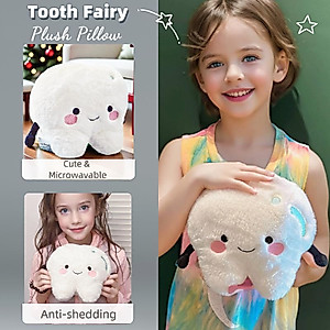 uoozii Non-Shedding 8" | 1lb Tooth Fairy Pillow, Microwavable & Weighted Plush Tooth Fairy Tooth Holder, Warm Tooth Fairy Gifts for Girls & Boys