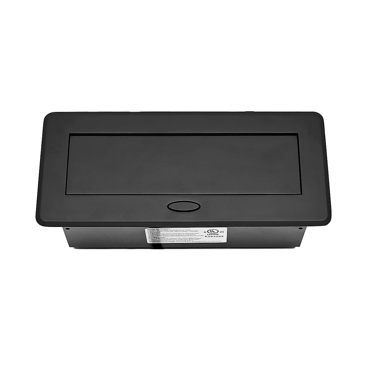 UL Listed Power Strip, Kungfuking Pop Up Power Cover Box Desktop Socket with Dual USB Charging Ports, Stainless Steel Receptacle Outlet for Conference Room Countertop (Black)