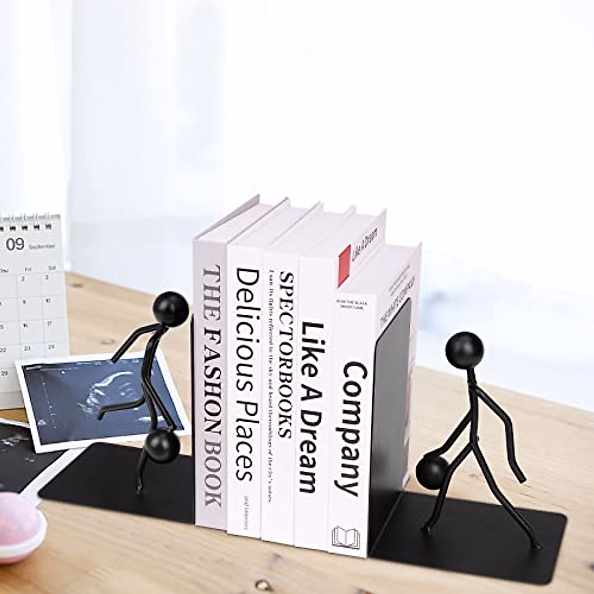 Decorative Bookends for Shelves Metal Book Ends- Elegant Book Holder - Durable, Non Skid Heavy Duty Bookends Decorative Unique Book Stoppers for Books, Magazines & More