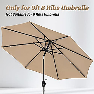 Simple Deluxe 9' Patio Outdoor Table Market Yard Umbrella Replacement Top Cover with 8 Ribs, 9ft Canopy, Tan Canopy