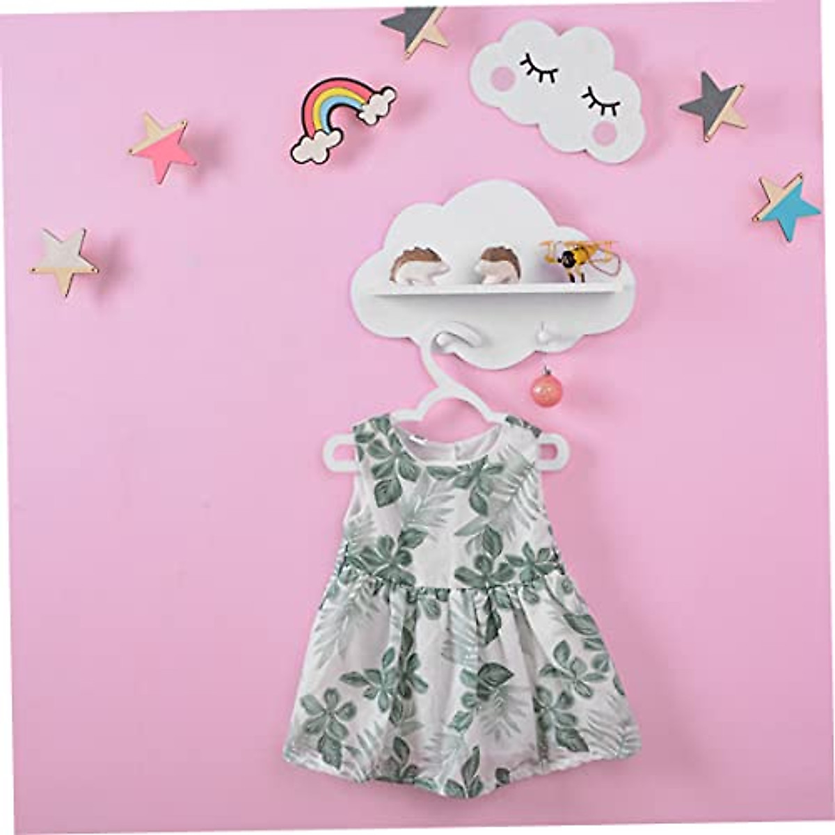 YaptheS Wood Floating Shelf, Cloud Shelves White Cloud Shape Wood Floating Shelf Coat Hanger Storage Rack Nursery Accessories, Nursery Accessories