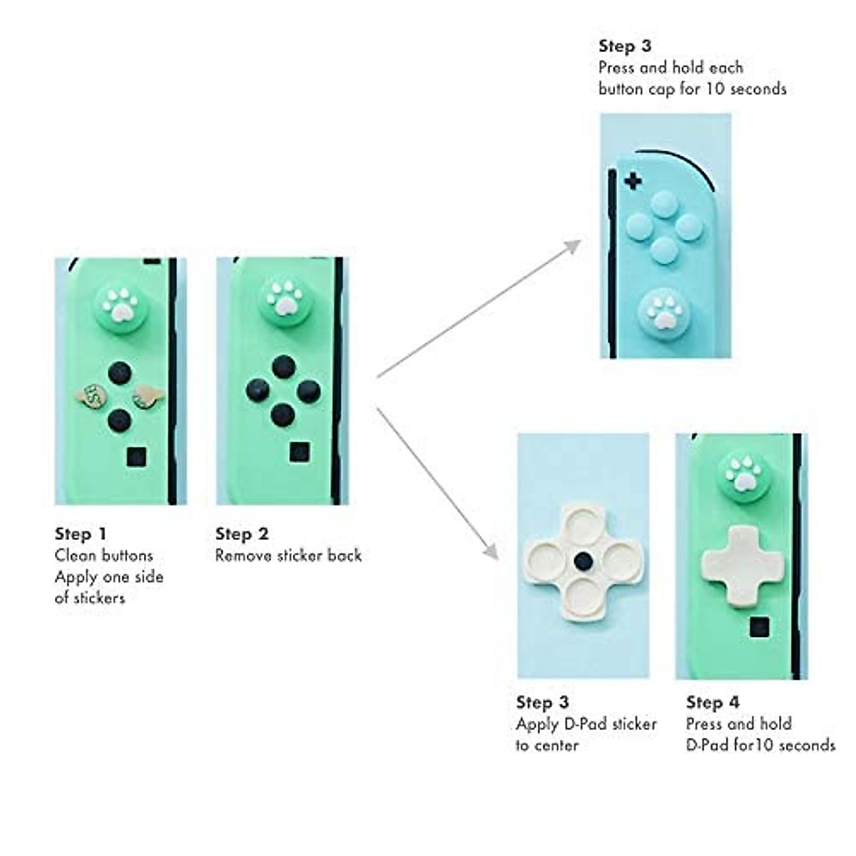 BelugaDesign Pastel Button Caps and D-Pad | Compatible with Nintendo Switch Standard OLED Joy-Con Controller Covers | Directional & A/B/X/Y Buttons - Pink