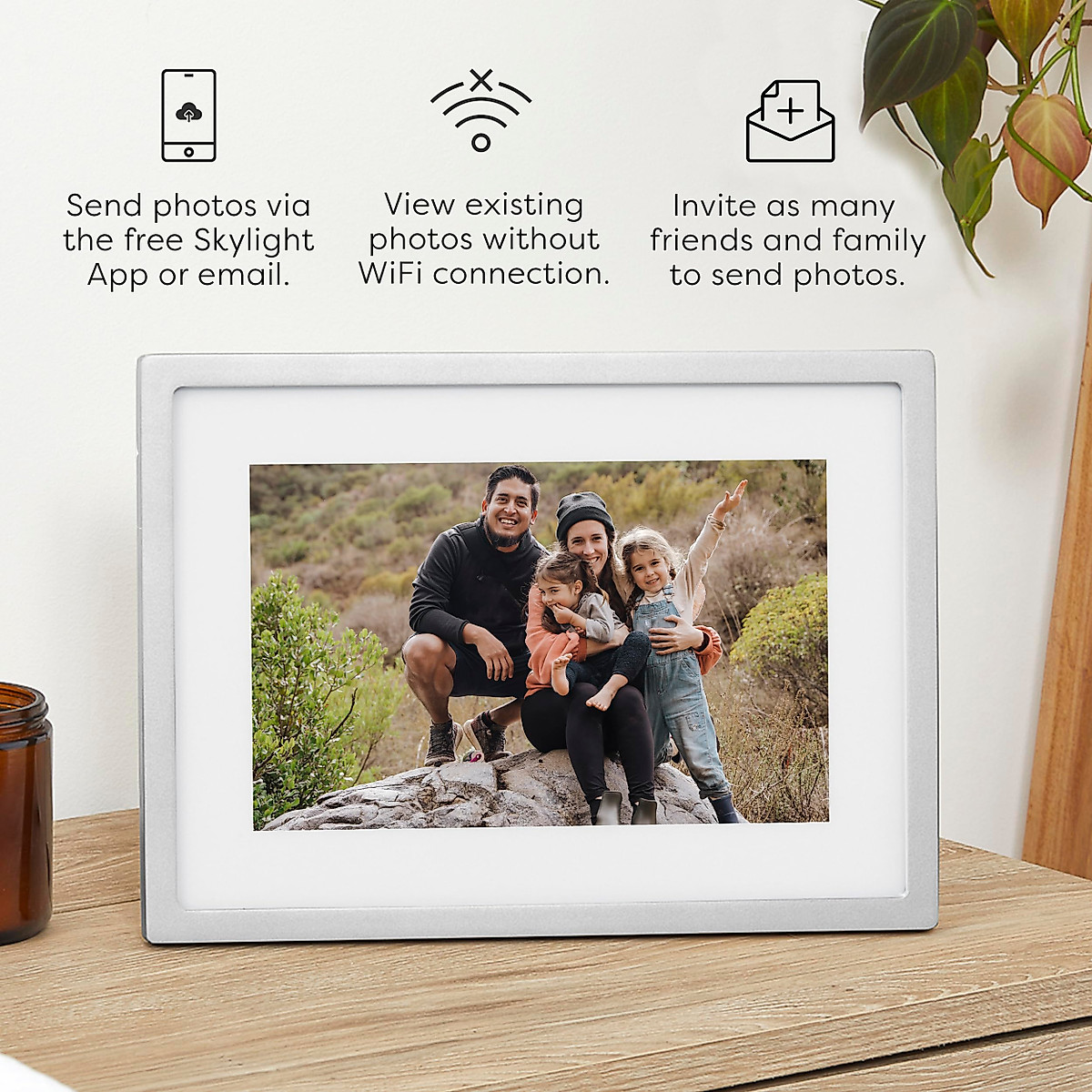 Skylight Digital Picture Frame - WiFi Enabled with Load from Phone Capability, Touch Screen Digital Photo Frame Display - Customizable Gift for Friends and Family - 10 Inch Silver