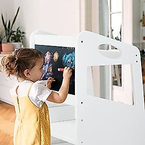 Toddler Kitchen Stool Helper, RONIPIC Toddler Standing Tower with Safety Rail, Kids Wooden Kitchen Step Stool, 3 Heights Adjustable Learning Tower for Kitchen Counter & Sink, Chalkboard, Anti-Slip