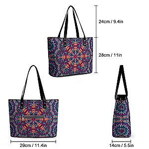 Womens Handbag Tribal Pattern Leather Tote Bag Top Handle Satchel Bags For Lady