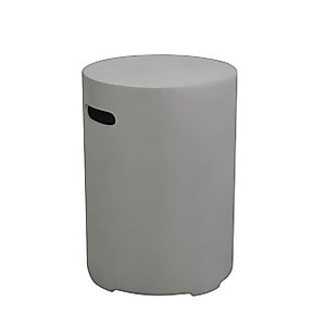 AMS Fireplace | Elementi Lunar Concrete Propane Tank Cover (Cylinder Smooth - Light Gray) | GFRC, Light Gray Color, Round Shape, Size - 15.7 x 15.7 x 20 inches | Suited for Lunar Light grey fire pit.