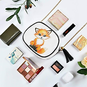 ALAZA PU Leather Small Crossbody Bag Purse Wallet Cute Little Fox Animal Print Cell Phone Bags with Adjustable Chain Strap & Multi Pocket