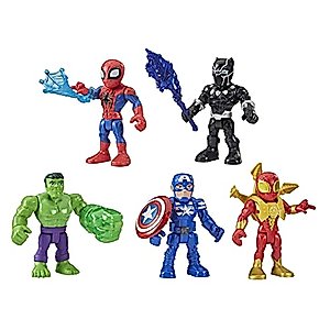 Marvel Super Hero Adventures 5-Inch Action Figure 5-Pack, Includes Captain America, Spider-Man, 5 Accessories (Amazon Exclusive)