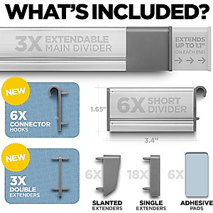 Practical Comfort Aluminum Drawer Organizer for Kitchen Utensils Silverware Flatware 9 Dividers Set | MEDIUM | UPGRADED VERSION