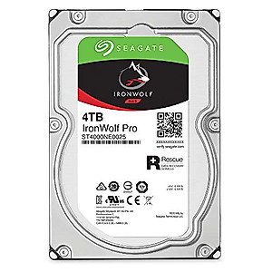 Seagate IronWolf Pro 4TB NAS Internal Hard Drive HDD – CMR 3.5 Inch SATA 6Gb/s 7200 RPM 128MB Cache for RAID Network Attached Storage, Data Recovery Service – Frustration Free Packaging (ST4000NE001)