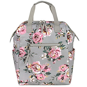 Wide Open Frame Diaper Bag Backpack and Nappy Travel Bag Tote with Changing Pad, Stroller Straps (Floral Frenzy)